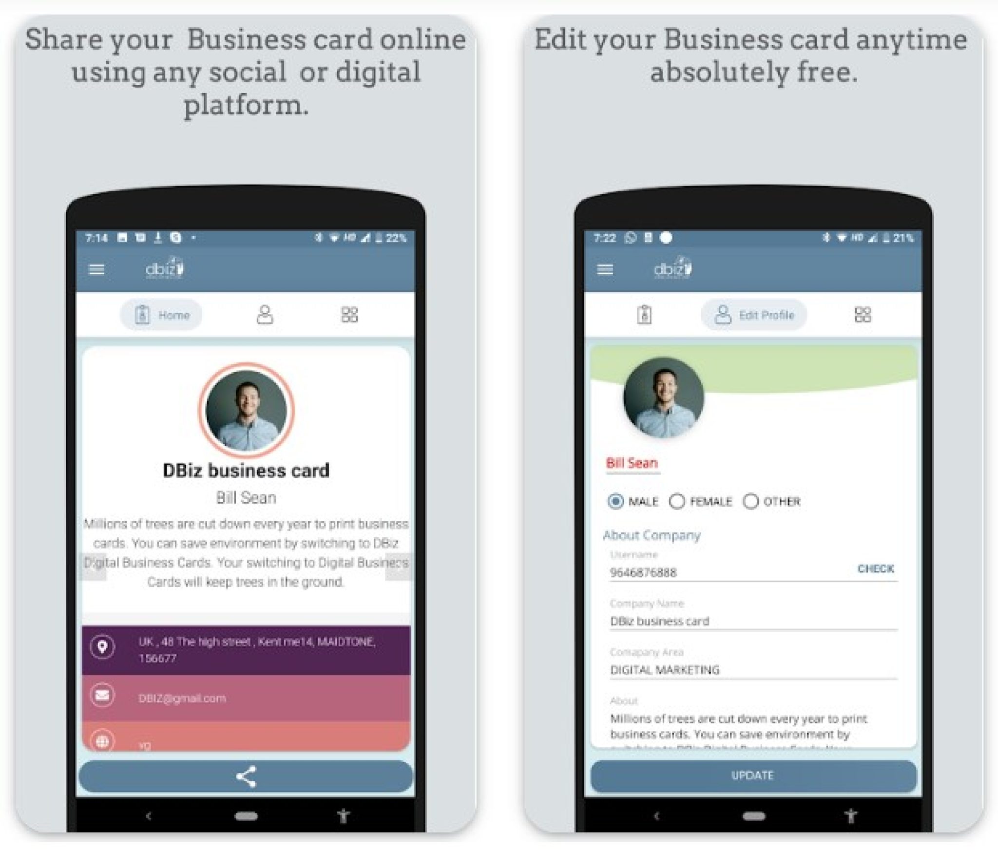 DBiz – Digital Business Cards App Review | Freeappsforme - Free apps ...